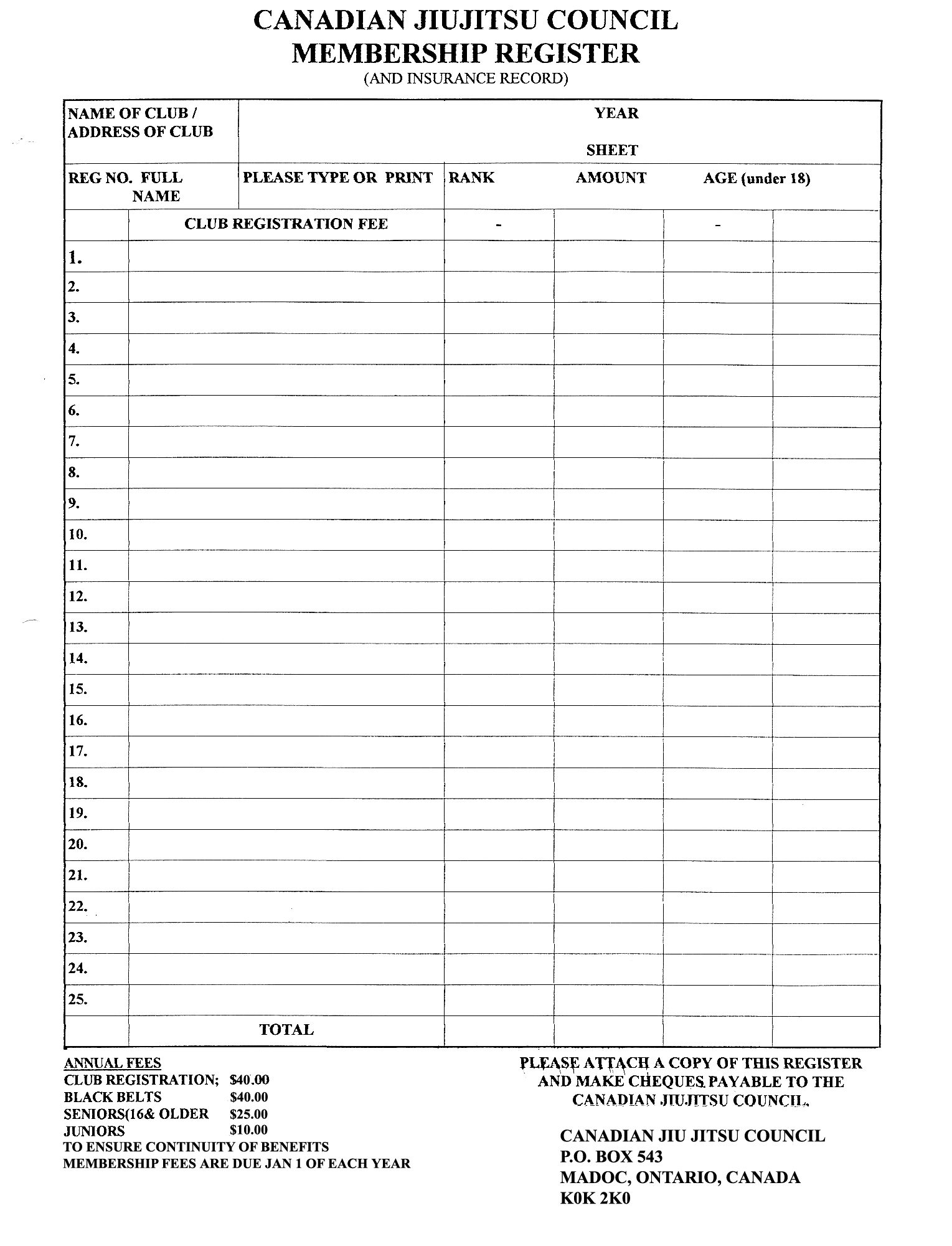 Canadian Jiu Jitsu Council - Membership